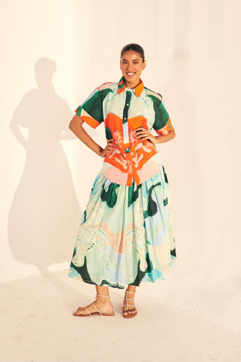 Dancing at Midnight Wrap Midi Skirt - Artist Edit – Drawn ZORFIN PVT ...